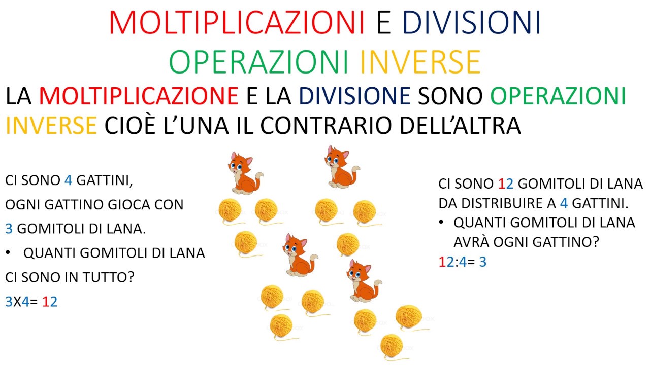 MOLTIPLICAZIONI e DIVISIONI operazioni inverse - YouTube