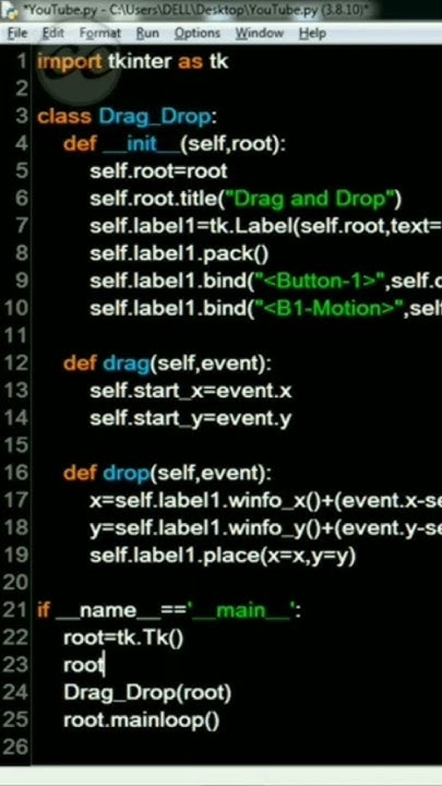 Drag And Drop Magic In Tkinter Python Shorts Coding Python Css Html Javascript Gui Youtube