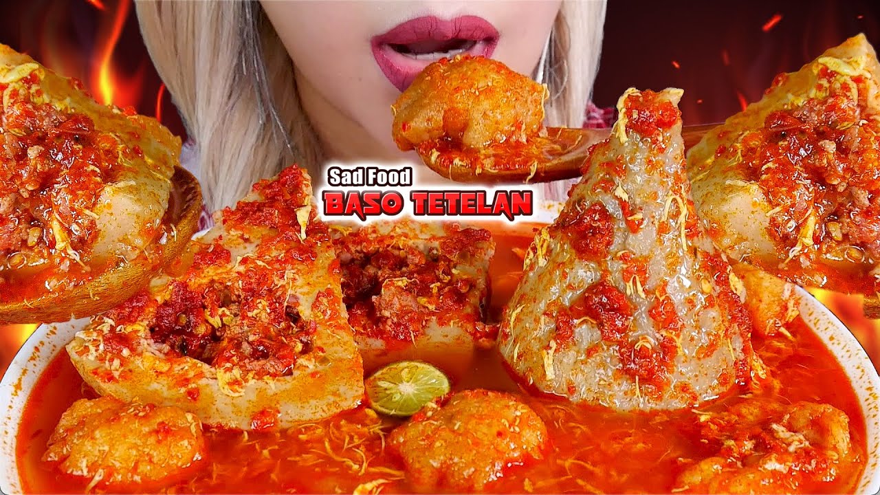 SAD FOOD ️ASMR BAKSO LAVA ISI TETELAN PEDAS🔥 SPICY LAVA MEATBALL 🥲 ...