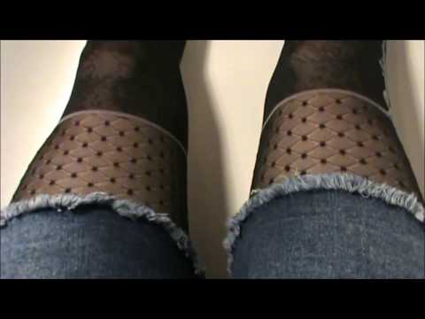 Close up view of my new black stockings