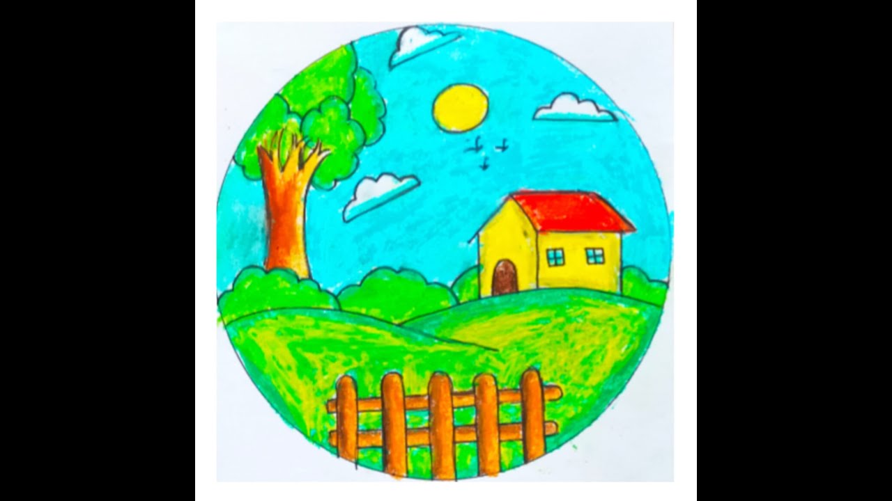 Easy Scenery drawing/Draw a nature scenery drawing step by step ...