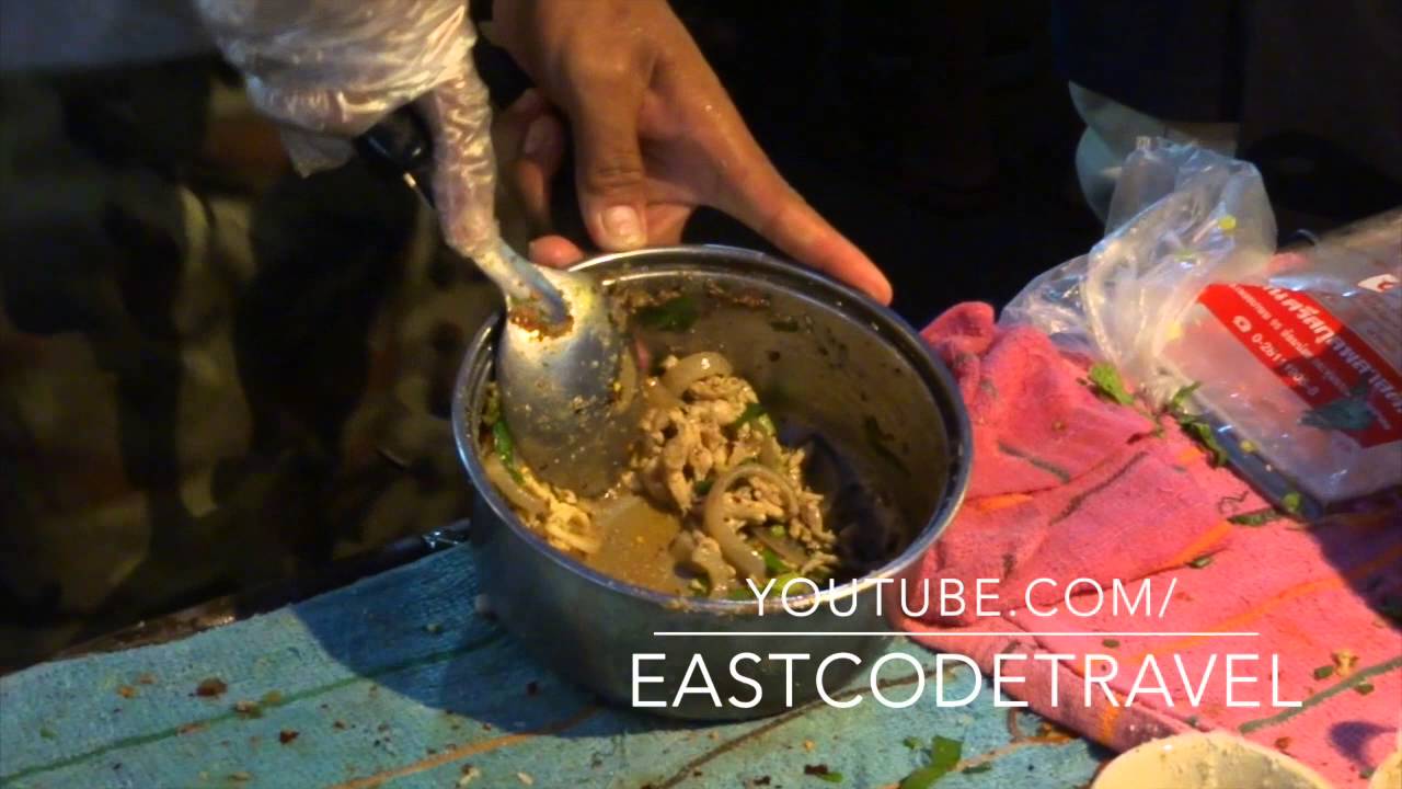spicy minced pork Larp Thai street food - YouTube