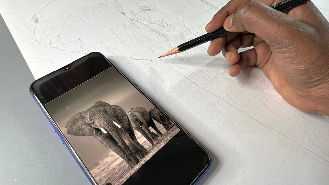 Drawing Hyperrealistic Portrait in Very Big Size 😍 (Outline) - YouTube