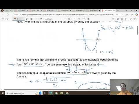2.5 Quadratic Formula MCF3M - YouTube