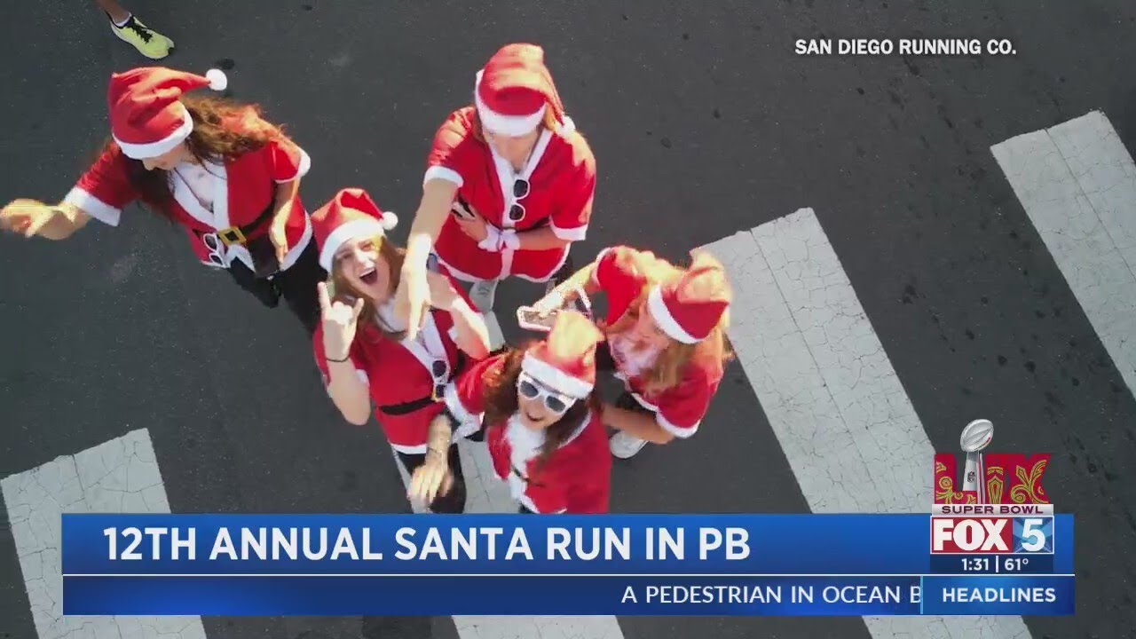 Santa Run returns to Pacific Beach for 12th year - YouTube