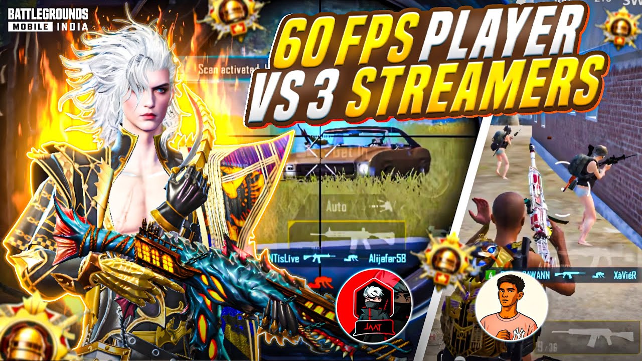 60 FPS PLAYER VS 3 STREAMERS 🔥| Fastest 1v4 Against Streamers 🔱 Intense ...