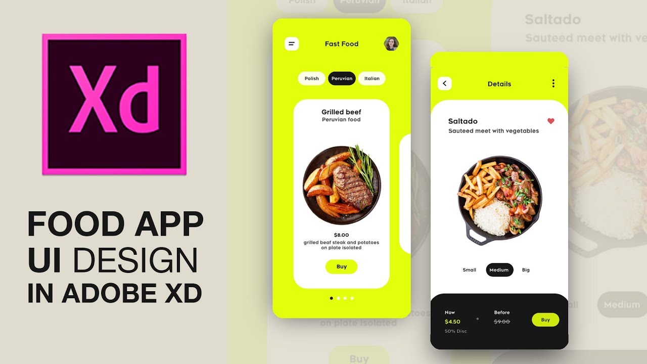 Food App Design Minimal Style - Modern - Adobe XD - Speed Art Tutorial ...