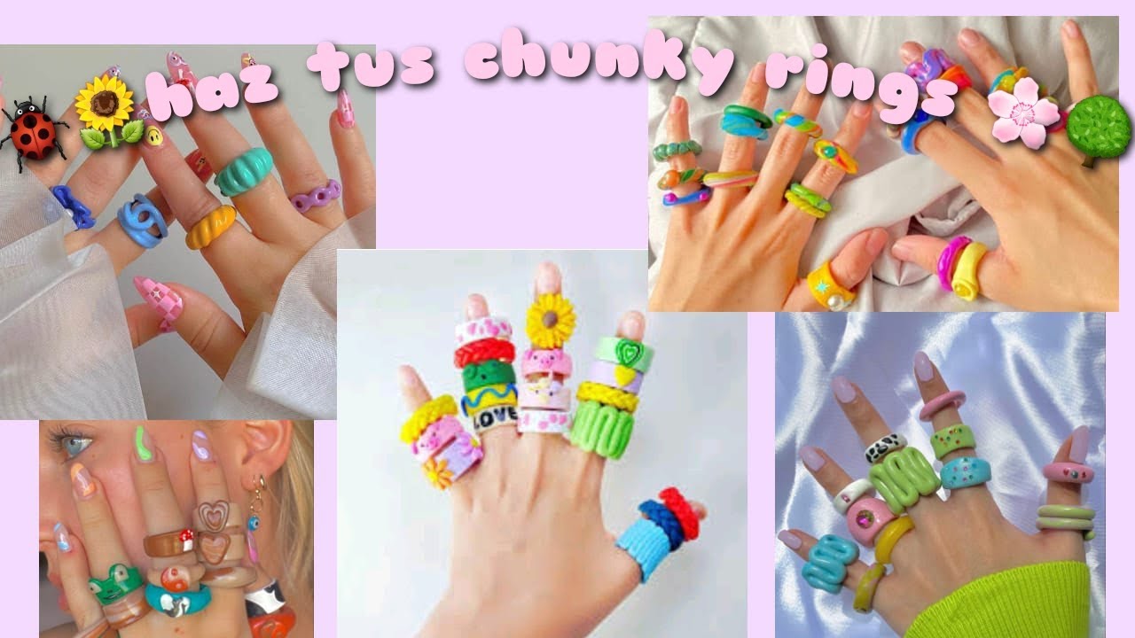 Haz tus chunky rings aesthetic con foami moldeable! 🐸🌸🌻 - YouTube