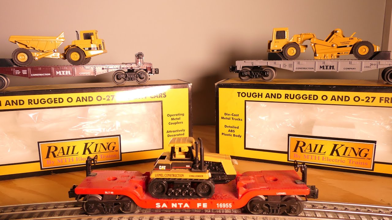 MTH Railking Construction Equipment Flatcars - Review - YouTube