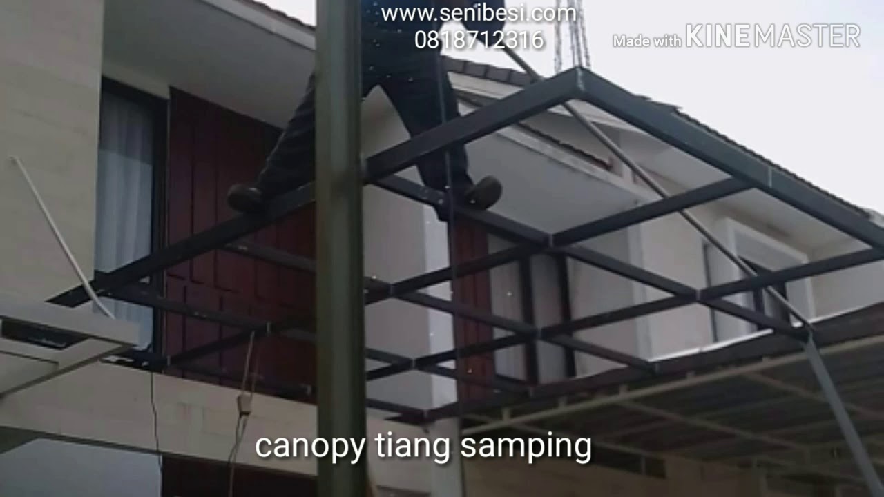 Tukang buat canopy tarik sling/ besi, tanpa tiang depan - YouTube