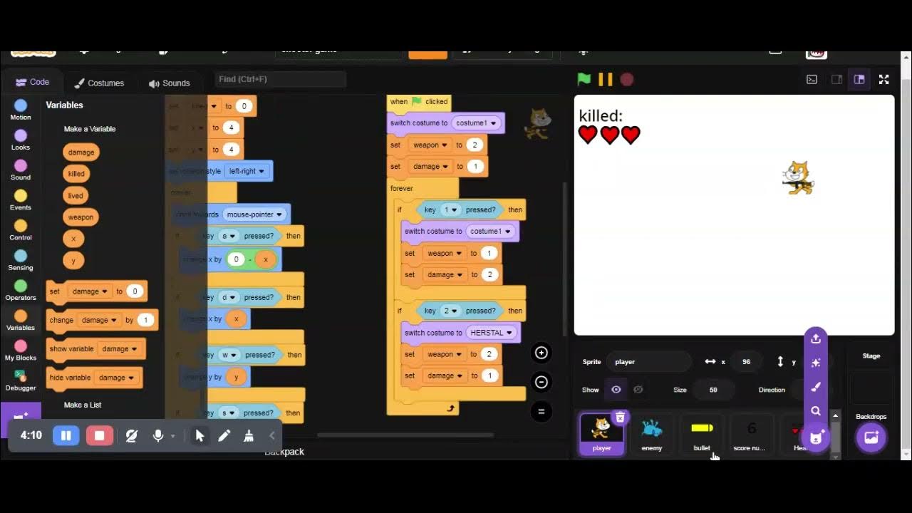 how to make shooter game in scratch part 2 - YouTube