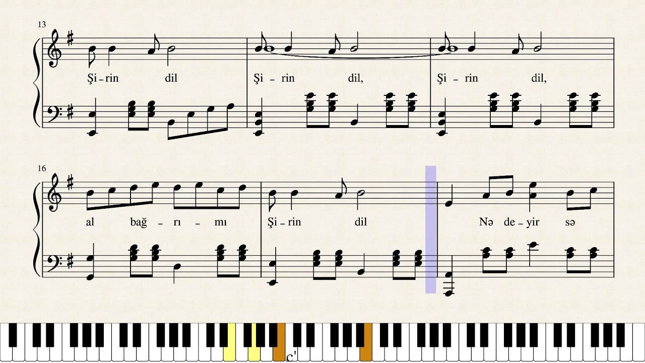 Emin Sabitoglu - Şirin dil (piano tutorial + notlar + sözlər)) - YouTube