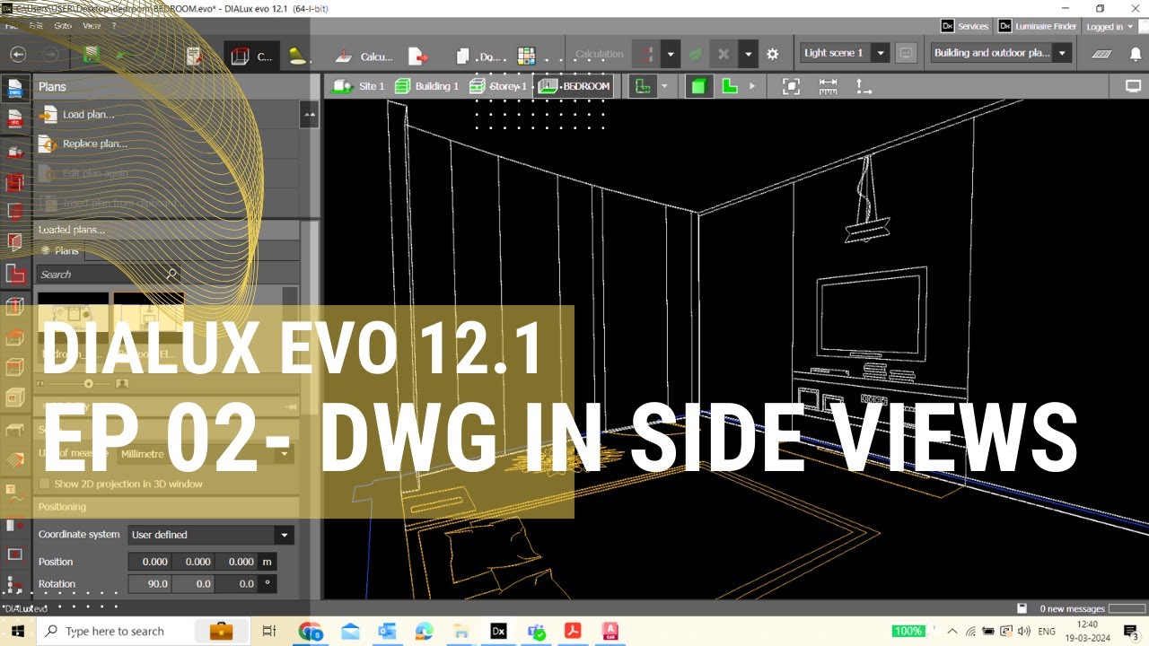 Dialux Evo 12.1 New Feature EP 02: Aligning Elevation DWG in Side View ...