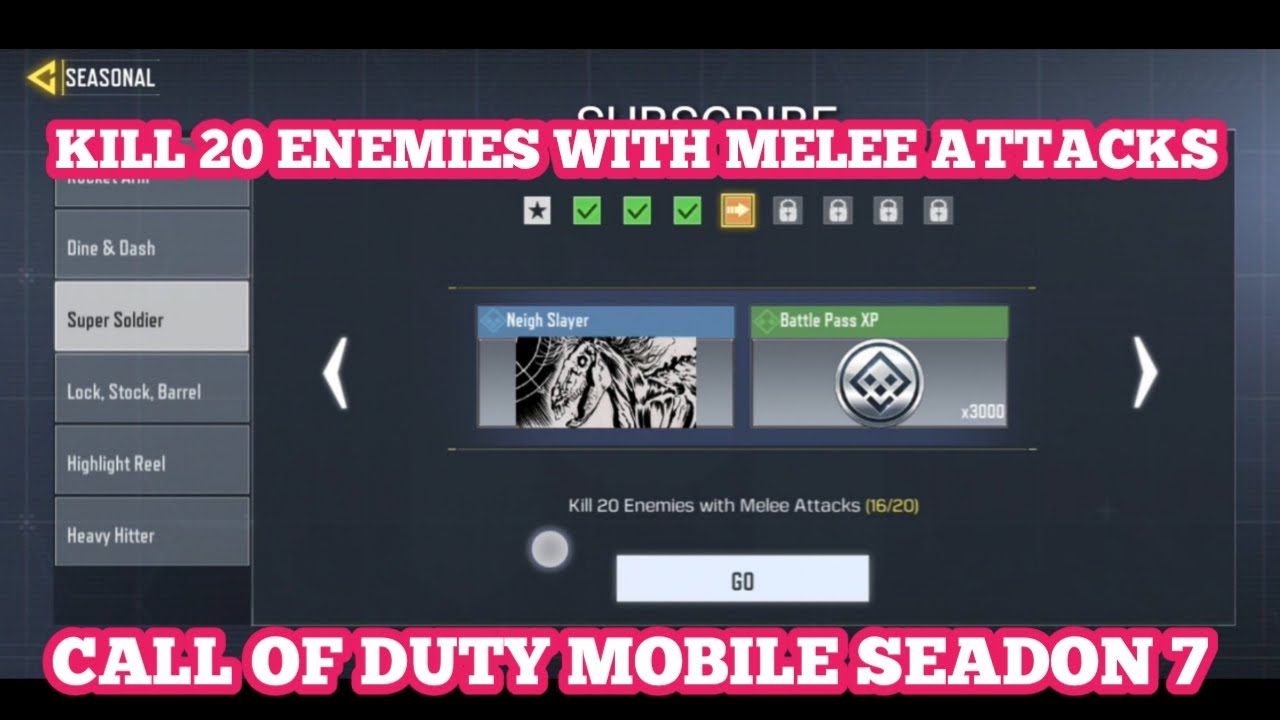 KILL 20 ENEMIES WITH MELEE ATTACKS SUPER SOLDIER CALL OF DUTY MOBILE ...