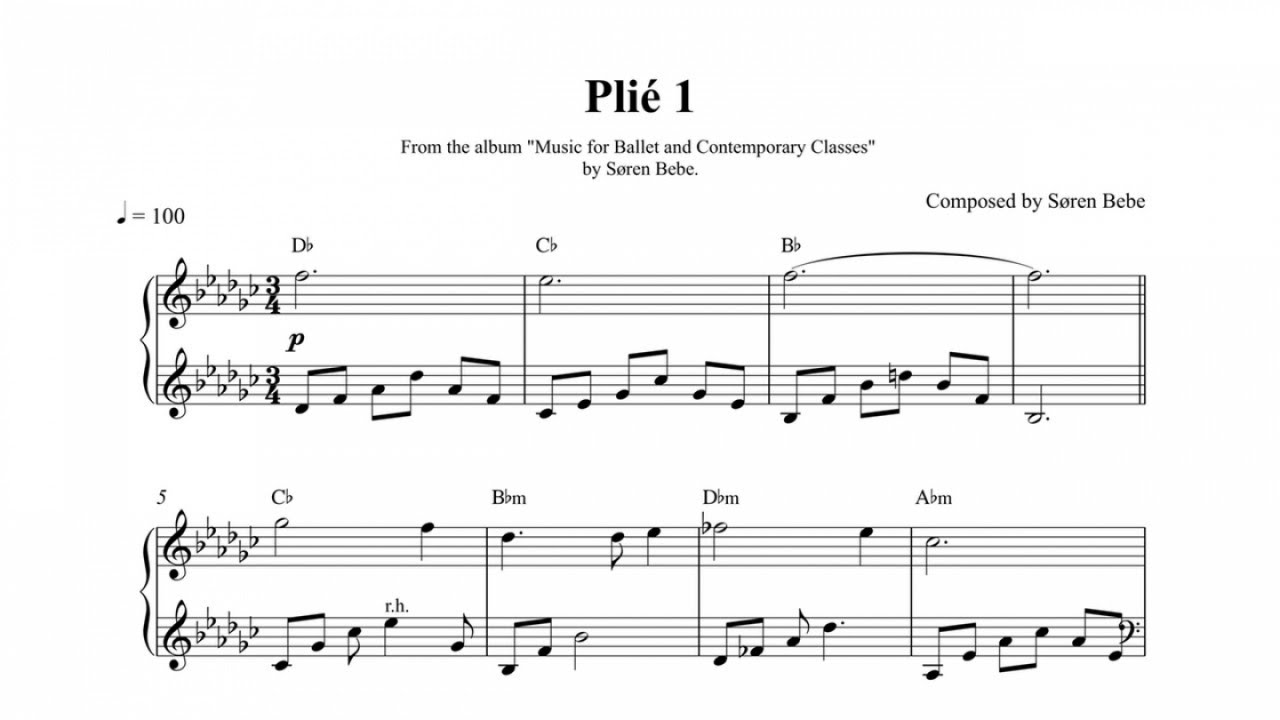 Plié 1 - Scrolling Sheet Music Video (Scrolling Score Video) Free Sheet ...