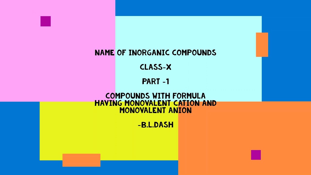 Class X Name of Inorganic Compounds having monovalent cation and ...