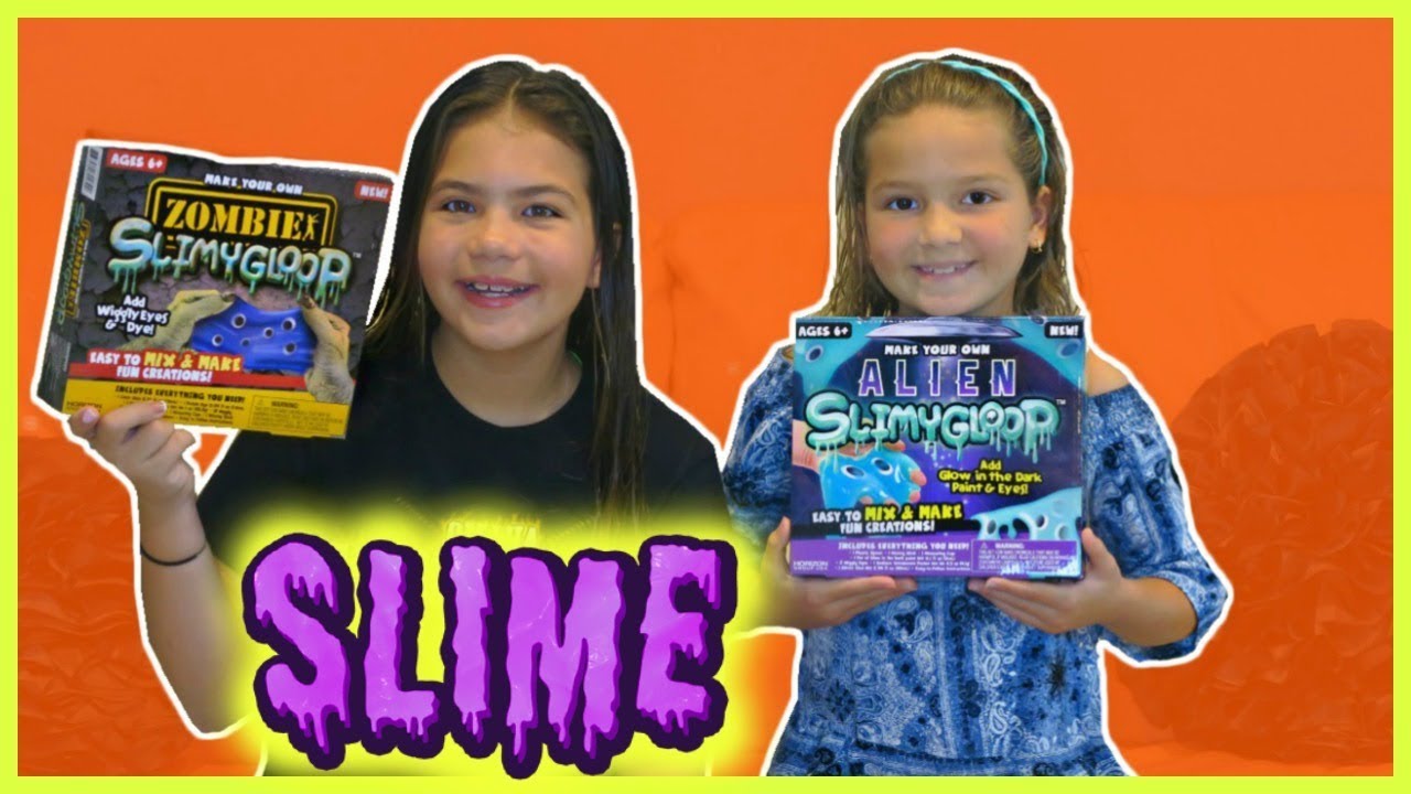 ZOMBIE SLIMY GLOOP VS ALIEN SLIMY GLOOP "SLIME KIT" REVIEW "SISTER ...