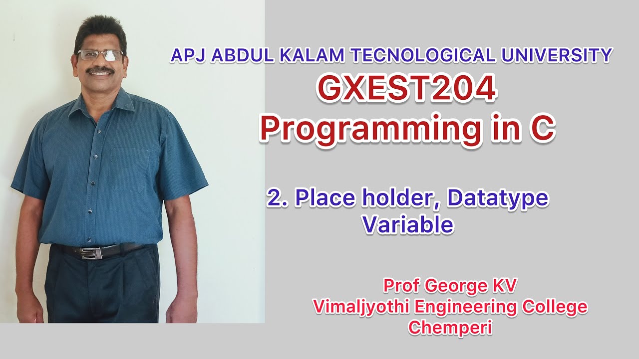 2 Place Holder Variable Data Type Programing In C Est102 Youtube
