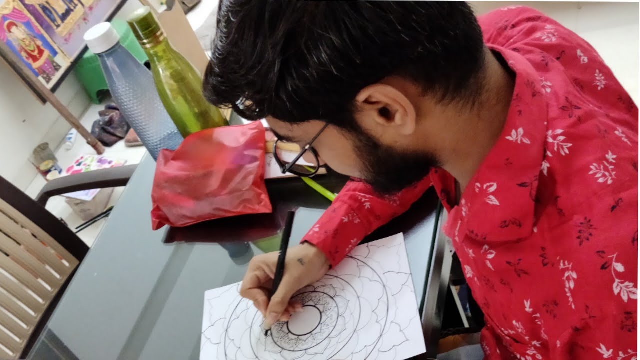 Mangala drawing, artist Piyush Bhai hingu, penchil work, om, Shree Hari ...