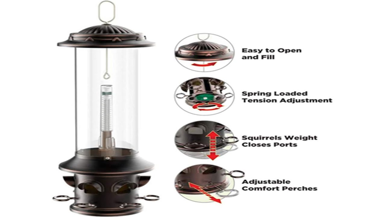 More Birds X-5 Squirrel-Proof Bird Feeder, Spring-Loaded Perches, 3 Lb ...