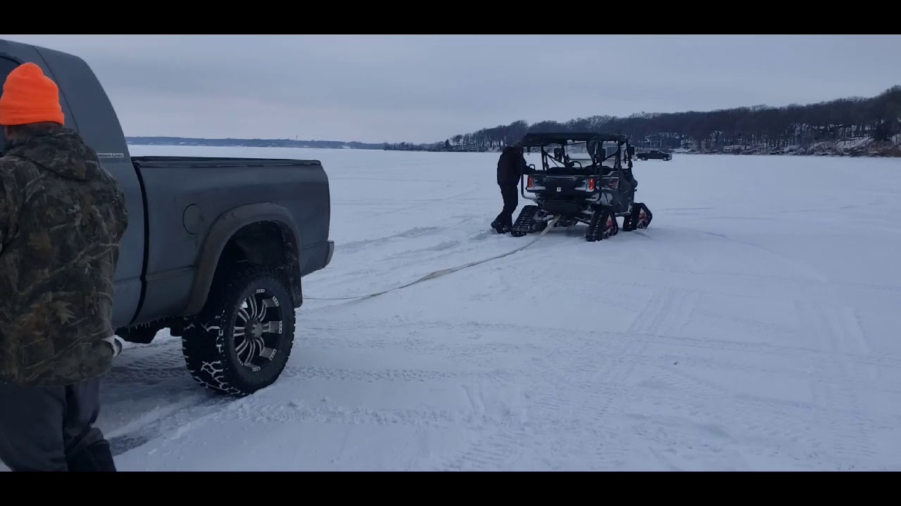 dodge ram 1500 megacab vs honda ranger 1000 on tracks - YouTube