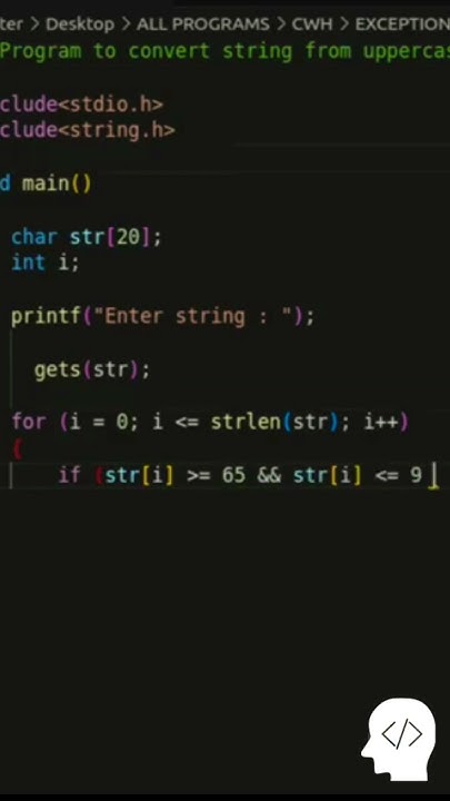writing a c program to convert string uppercase to lowercase #coding #codingtechniques # ...