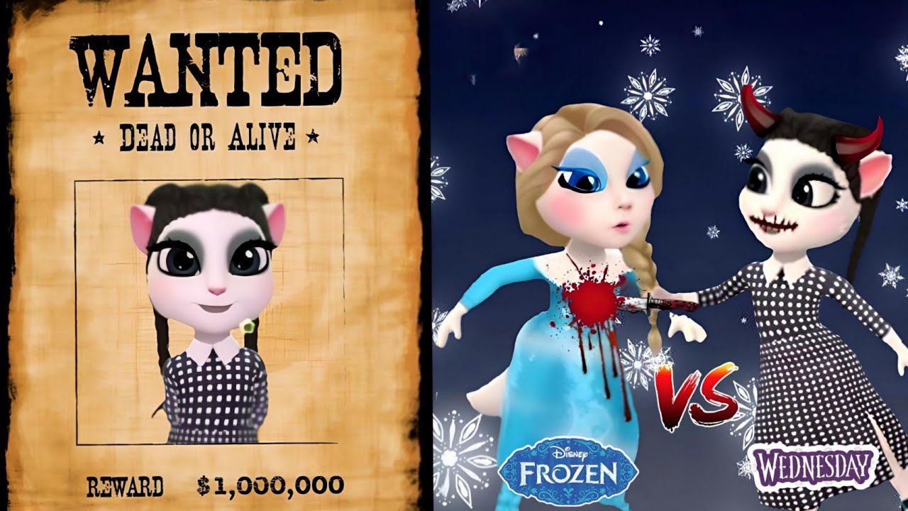 🎀 Good and bad | Frozen Elsa VS Wednesday | My talking Angela New ...