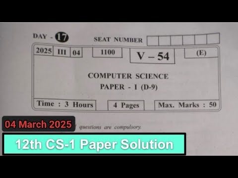 HSC Maharashtra board Computer Science l Paper Solution 2025 @Tropical ...