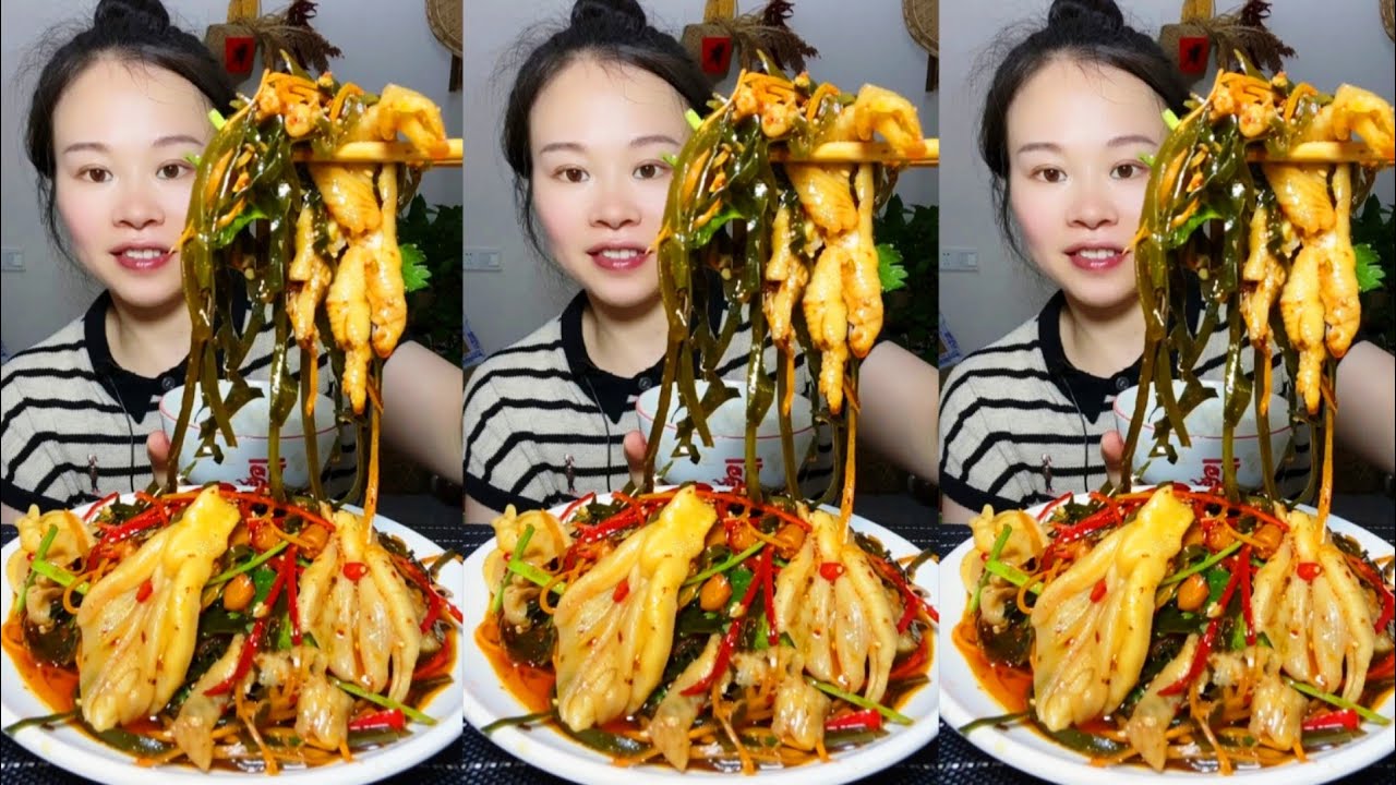 Delicious Chinese Food Eating, Spicy Picked Boneless Duck Feet, Fried ...