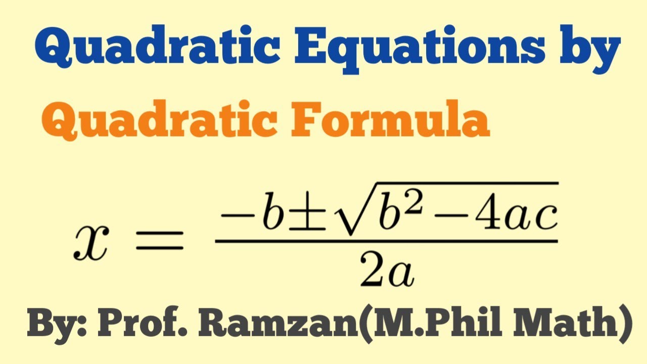 Quadratic Equations by Quadratic Formula | Questions related to ...