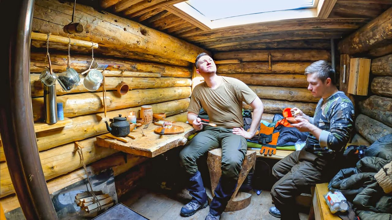 Great SHELTER in the WOODS! Bushcraft overnight - Building DUGOUT ...