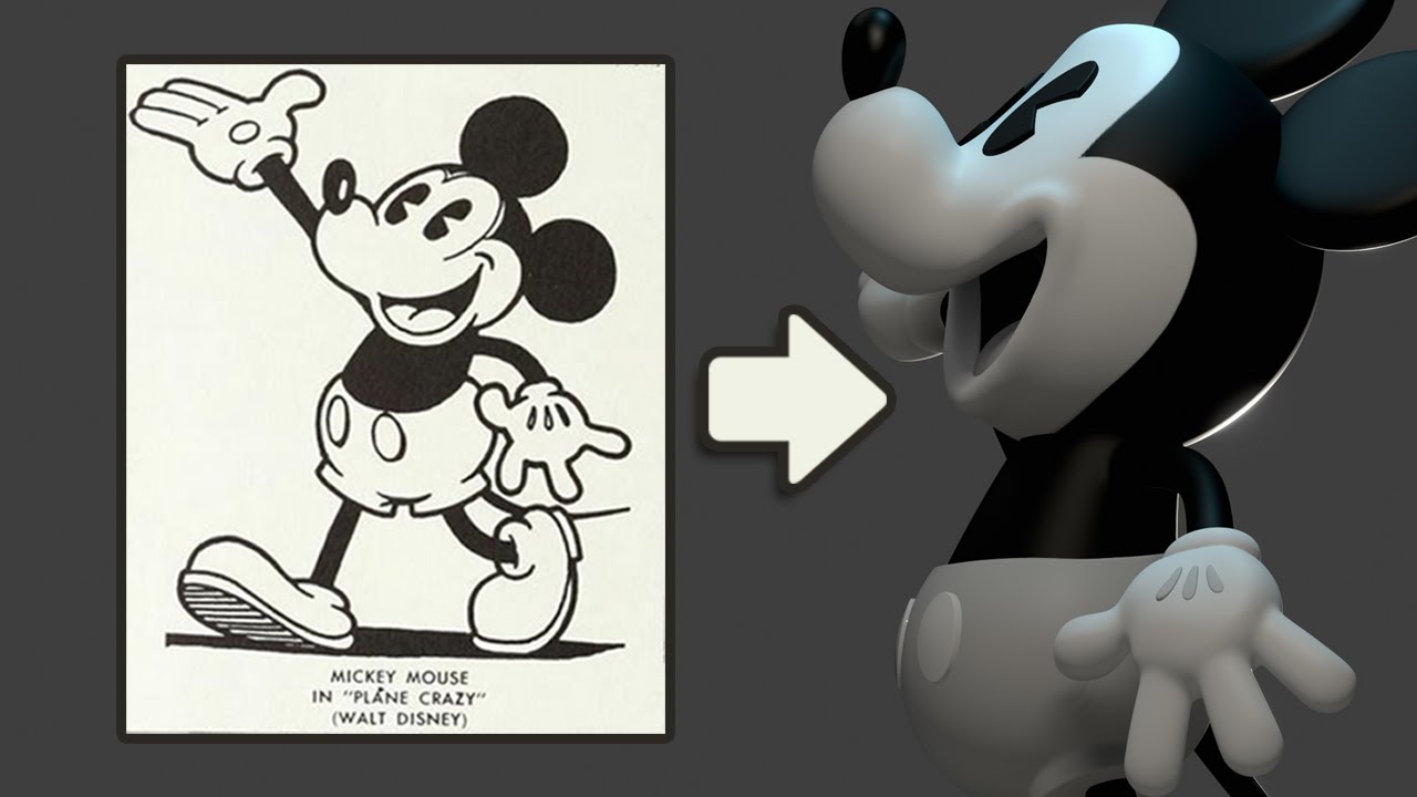 YOU can 3D Model this! Classic Mickey Mouse | Nomad Sculpt Full ...