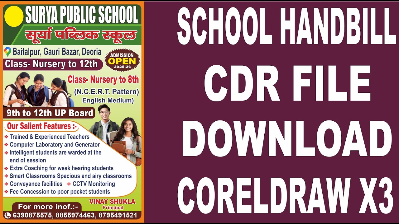 How to Make Multi Colour School Handbill Design in Careldraw ...
