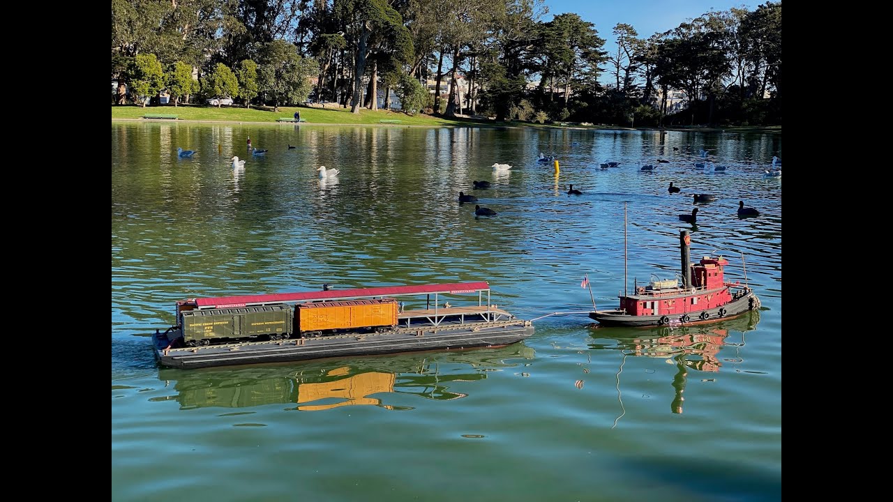 RC Tug Wilmington and Railroad Car Float Maiden Launch - YouTube