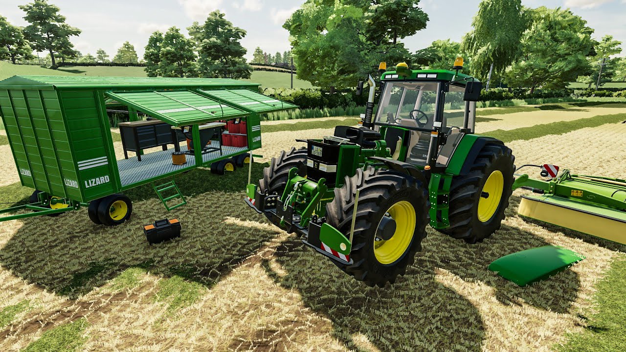 Repairing broken John Deere with mobile workshop | Farming Simulator 22 ...