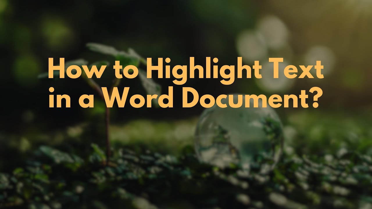 How to Highlight Text in a Word Document? - YouTube