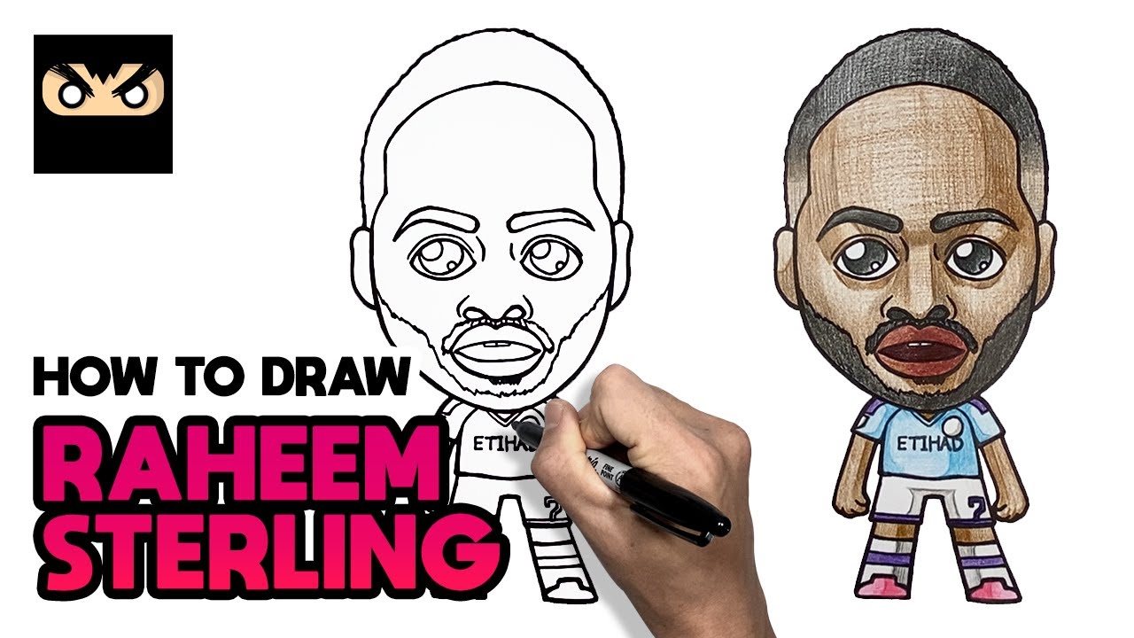 How to draw RAHEEM STERLING | MANCHESTER CITY F.C. - 라힘 스털링 그리기 | 맨체스터 ...