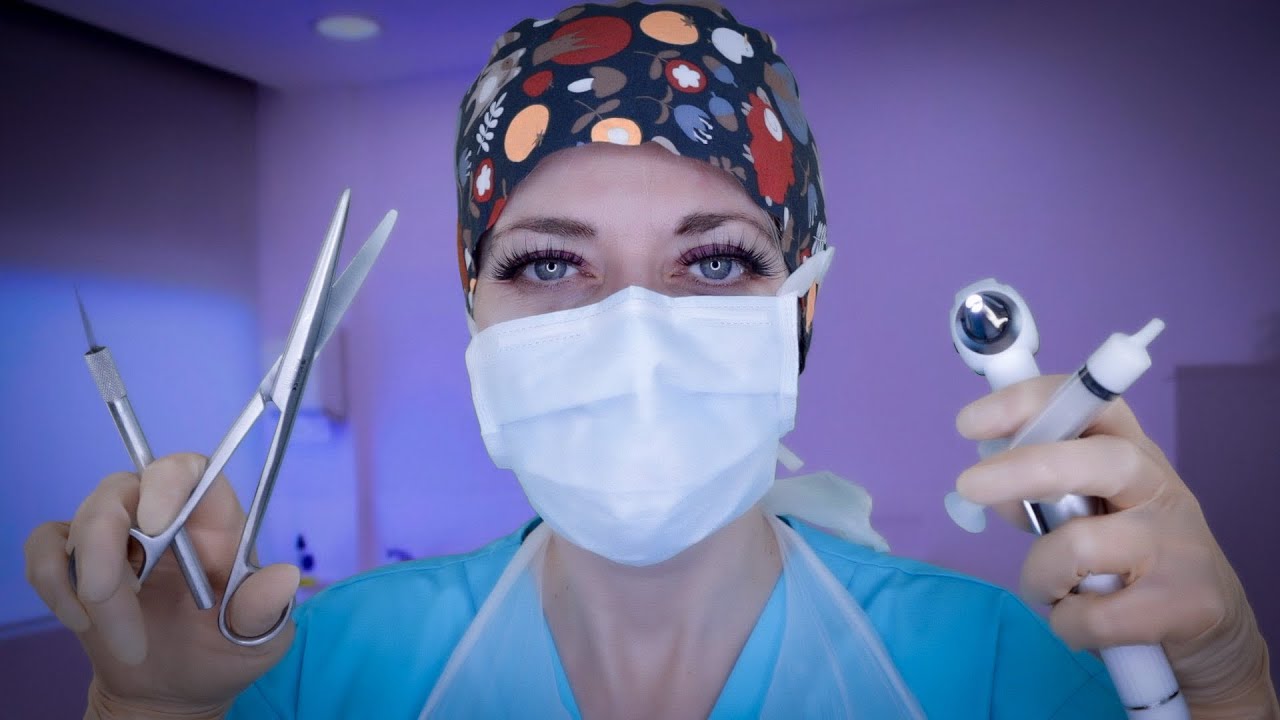ASMR Detailed Ear Surgery - Eardrum Repair & Ear Exam - Otoscope, Latex ...