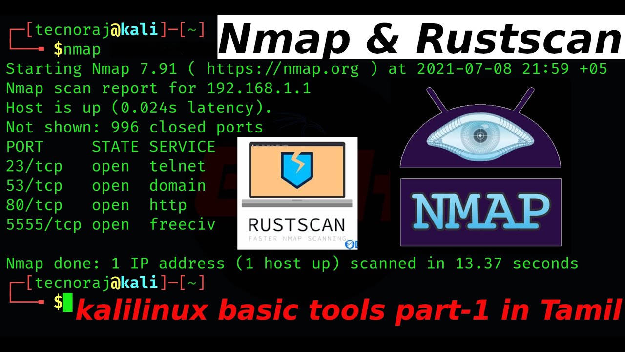 How To Use NMAP & RUSTSCAN |in kalilinux| In TAMIL - YouTube