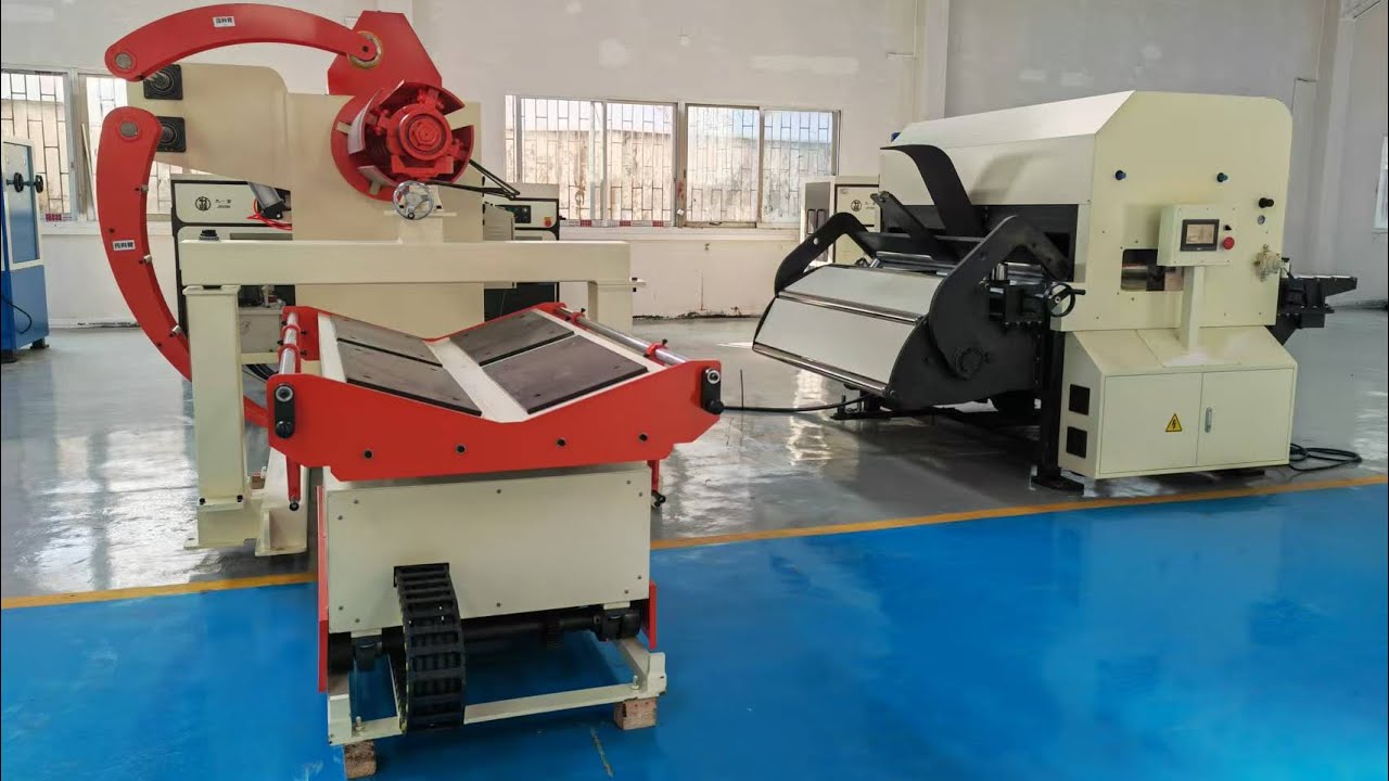 Hogi Hydraulic uncoiler unwinding feeding Leveling shearing cutting ...