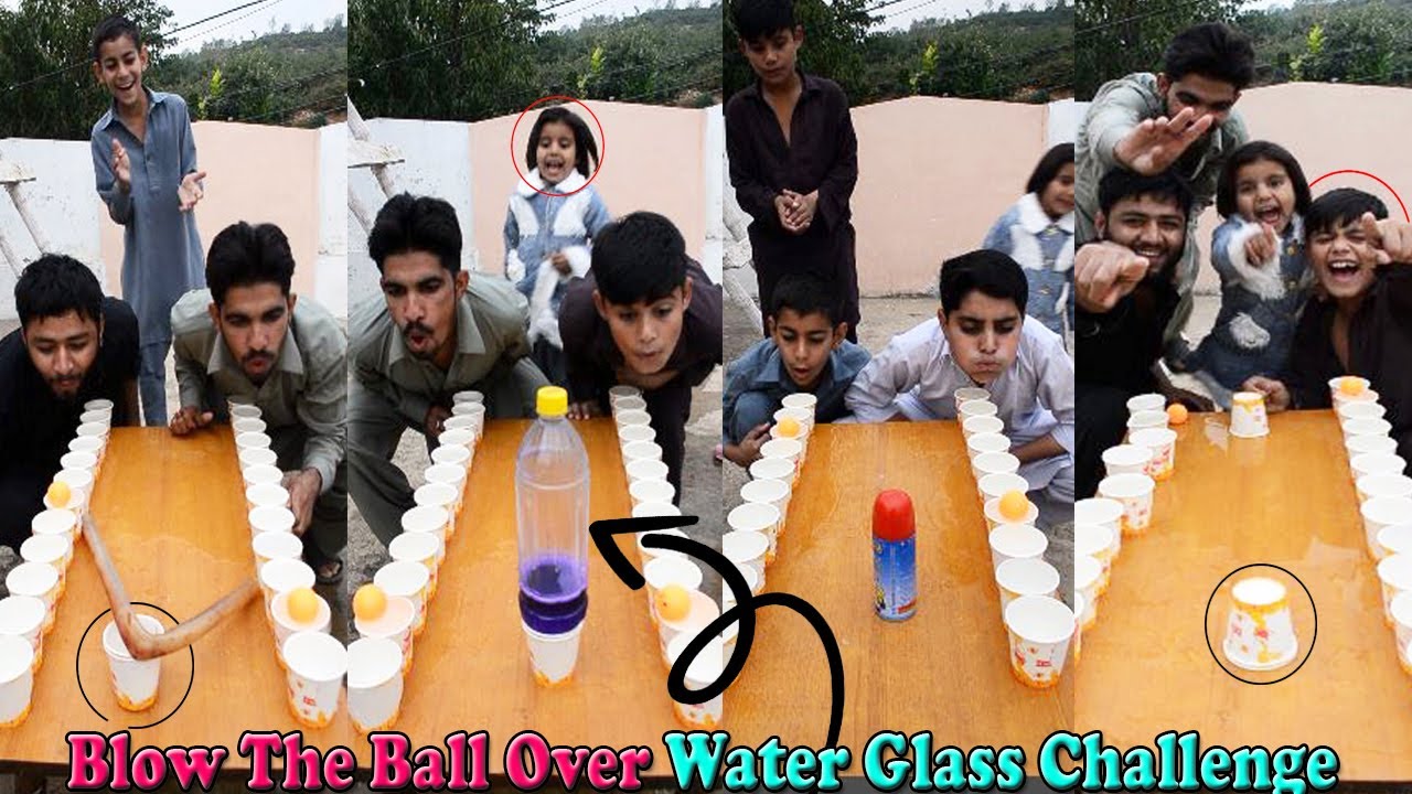 Blow The Ball Over Water Glass Challenge | Rjt Vlogs - YouTube