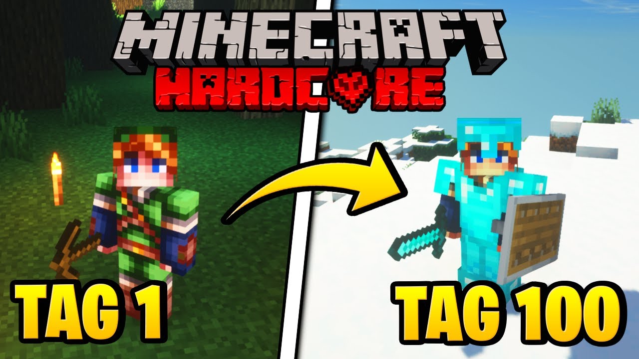 Ich ÜBERLEBE 100 TAGE in HARDCORE MINECRAFT als ANFÄNGER (Minecraft ...