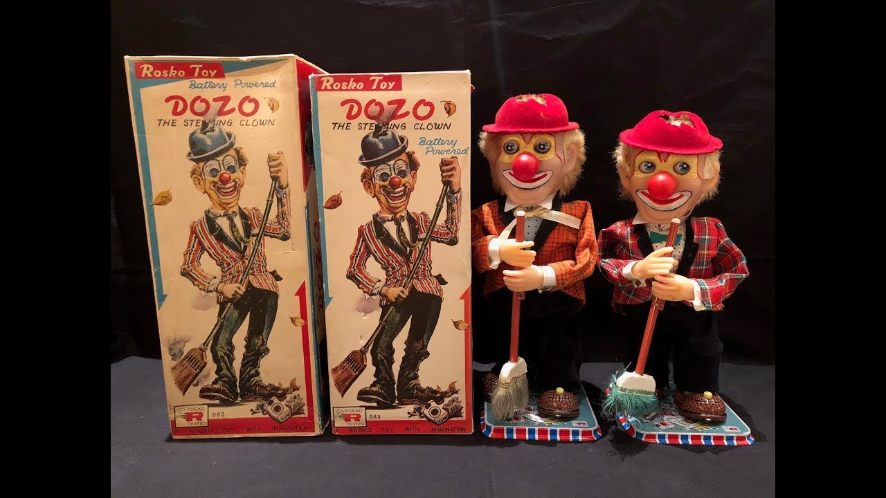 Dozo-the-Steaming Clown ”Mini”, Japan Battery Operated Tin Toy - YouTube