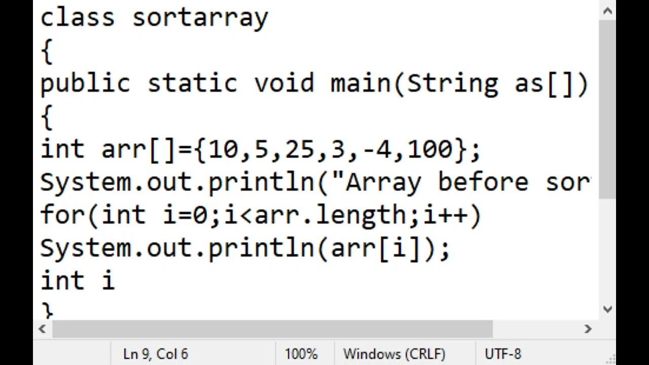 A Java Program To Sort The Numbers In An Array The Program Display Unsorted And Sorted Array