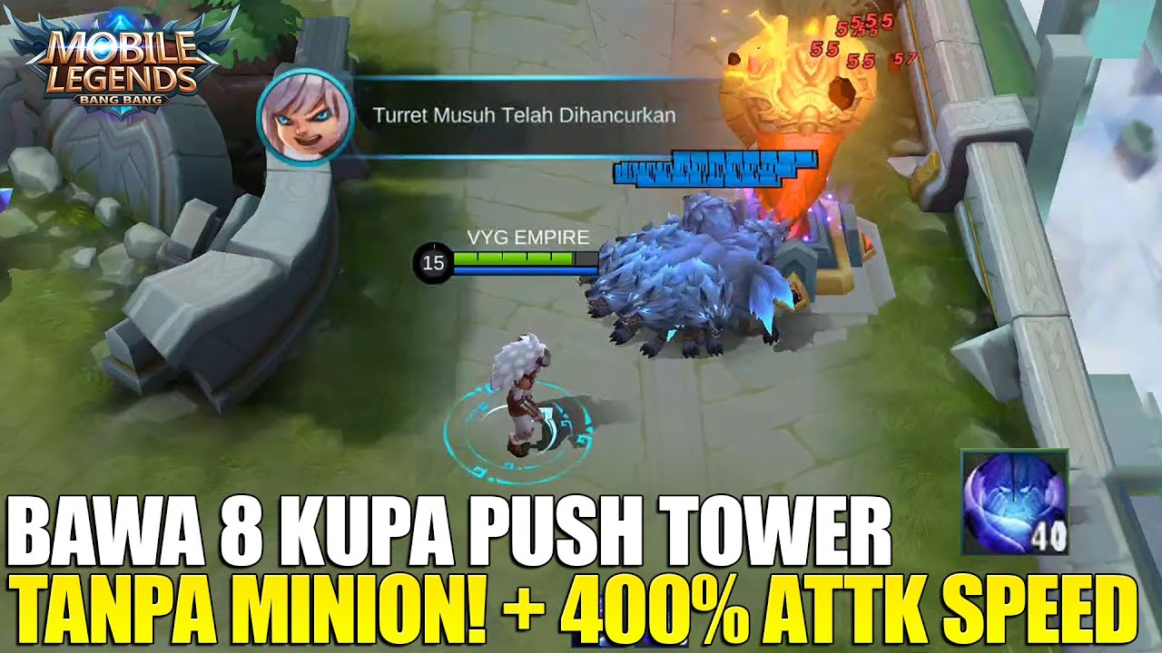 BAWA 8 KUPA PUSH TOWER TANPA MINION TANPA ITEM! BUG YANG SANGAT ...