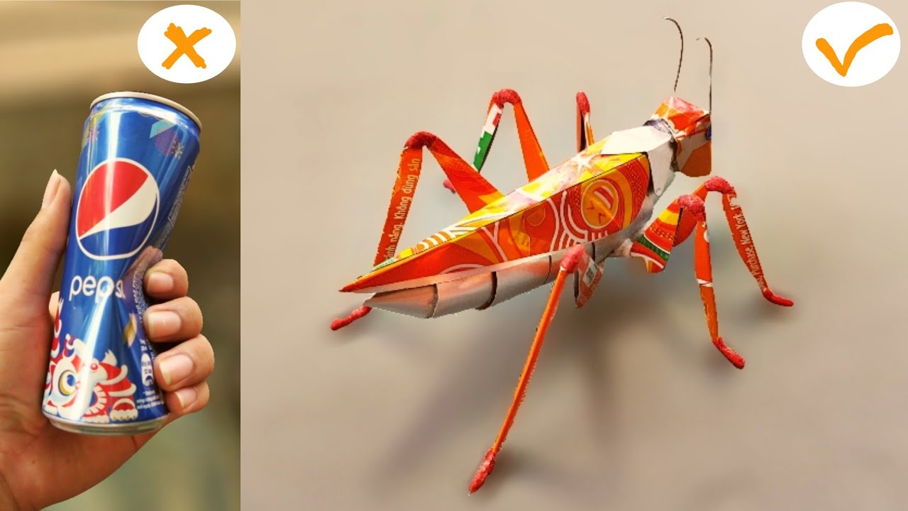 How To Make a Grasshopper from cans 100% DIY - YouTube