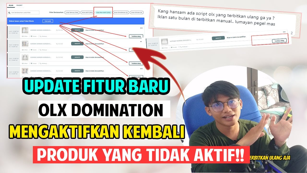 🟡UPDATE FITUR TAWARKAN ULANG OLX DOMINATION ONETOBOT.COM - YouTube