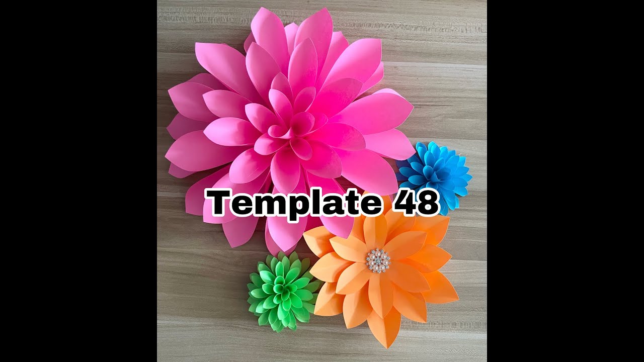 Three flowers, 1 template | DIY Paper Flower Template 48 - YouTube