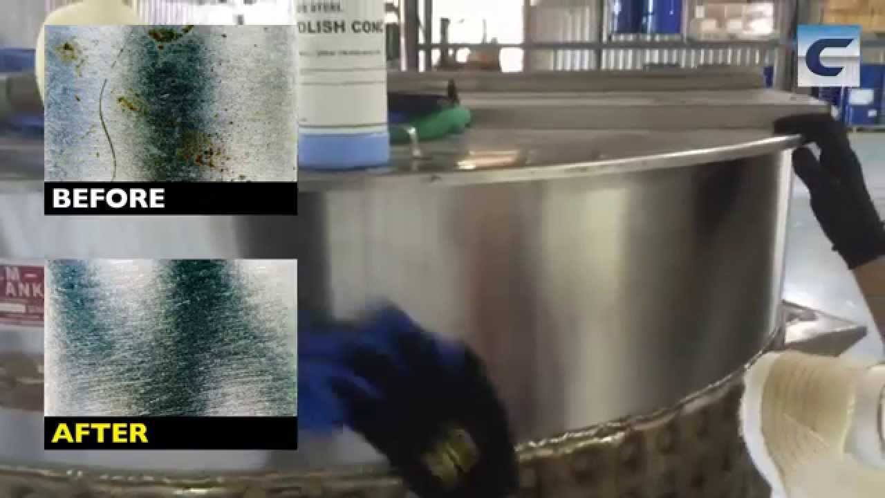 Diamond Stainless Steel Polish used on a dirty mixing tank - YouTube