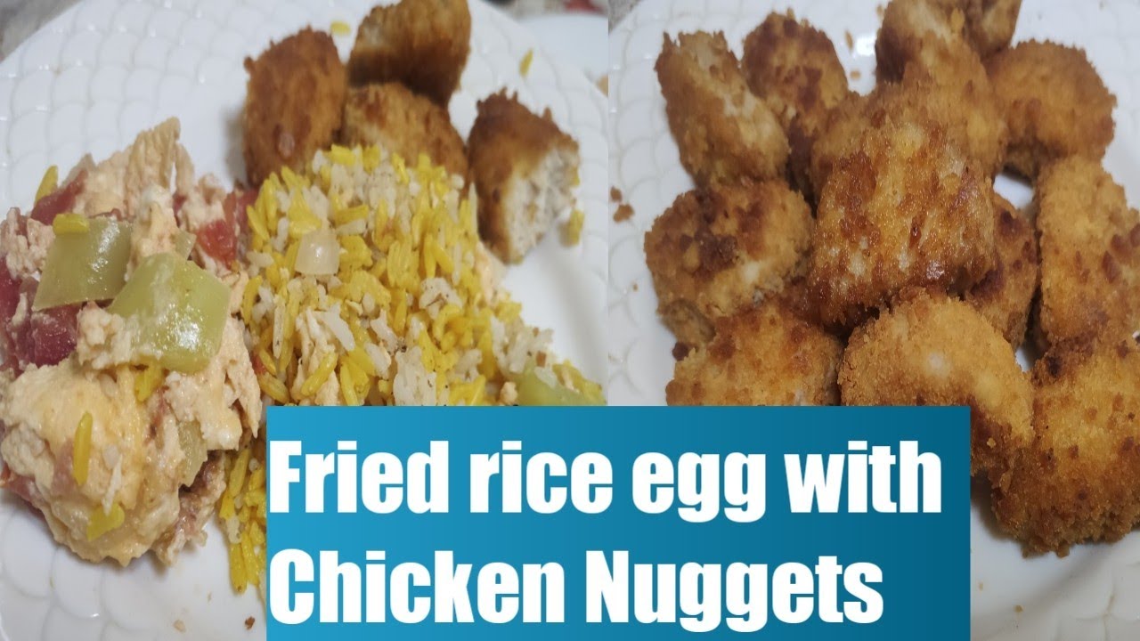 How to make fast fried rice egg & egg scramble and Chicken Nuggets # ...